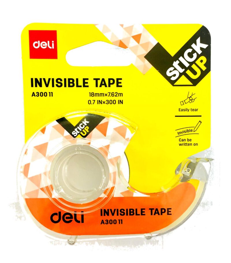 Deli INVISIBLE TAPE #A300-11 18mm x 7.62m เทปขุ่น+ที่ตัด (ฉีกง่าย ...