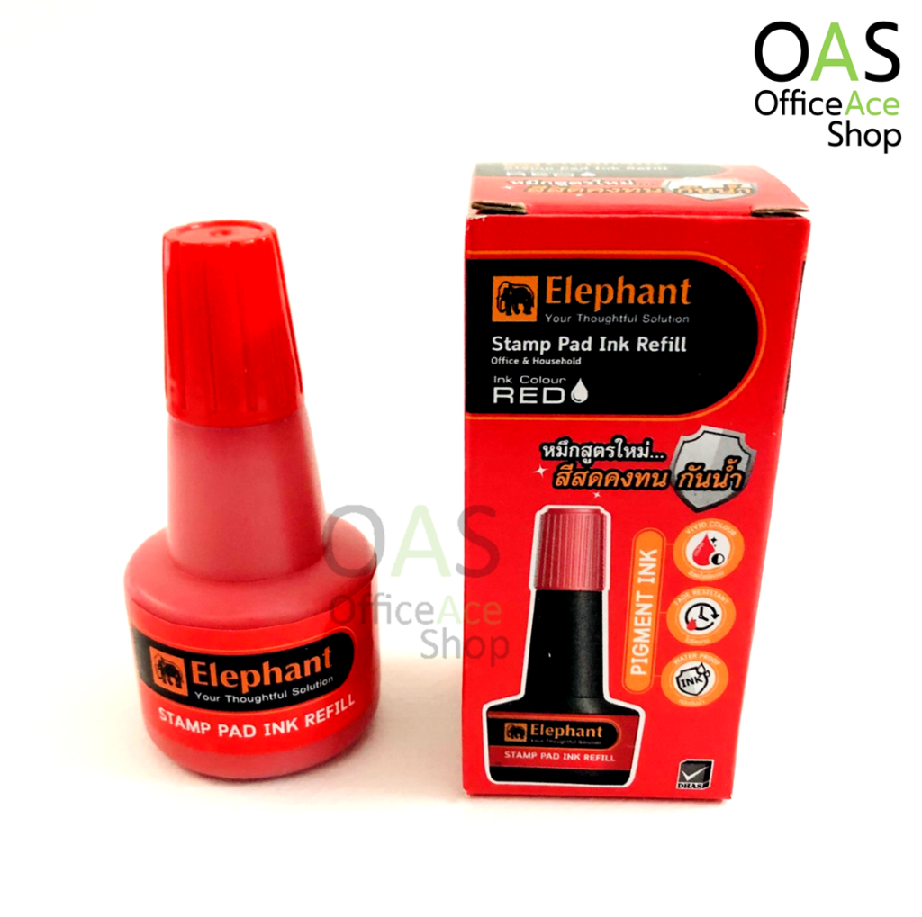 หมึกเติมแท่นประทับตรายาง ตราช้าง 30ml ELEPHANT Stamp Pad Ink Refill ...