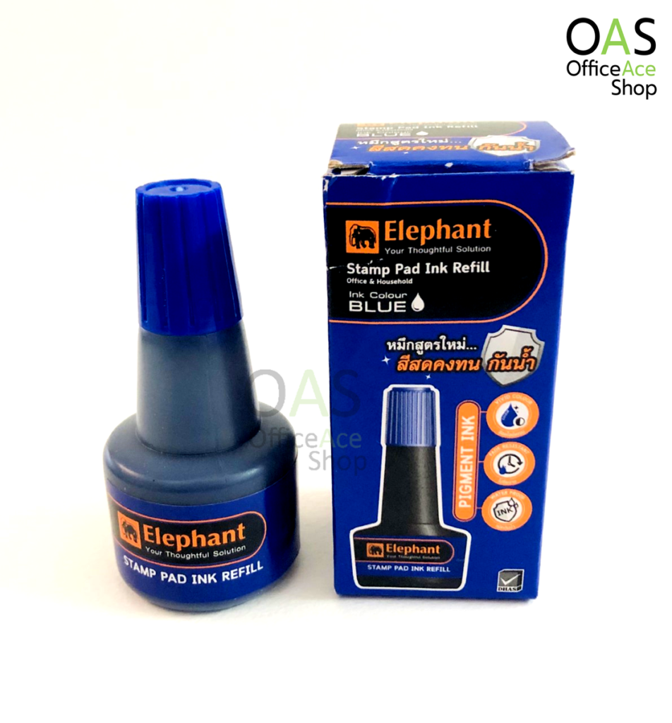 หมึกเติมแท่นประทับตรายาง ตราช้าง 30ml ELEPHANT Stamp Pad Ink Refill ...