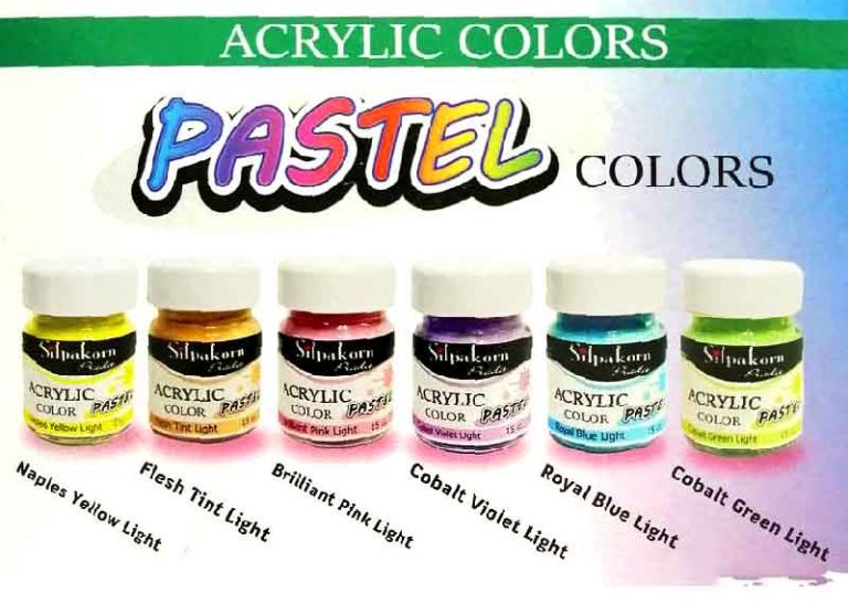 SILPAKORN PRADIT 6 Acrylic Colors Set สีอะคริลิค ชุดพาสเทล 6x15cc