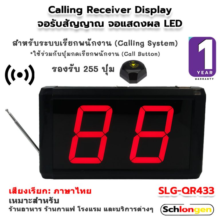 SCHLONGEN Receiver Display จอรับสัญญาณ จอแสดงผล #SLG-QR433, #SLG-QR433Plus