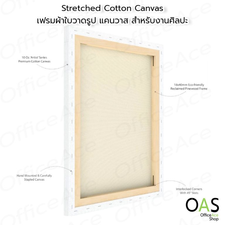Stretched Cotton Thick Edge Canvas เฟรมผ้าใบวาดรูป ขอบหนา พรีเมี่ยม แคน ...