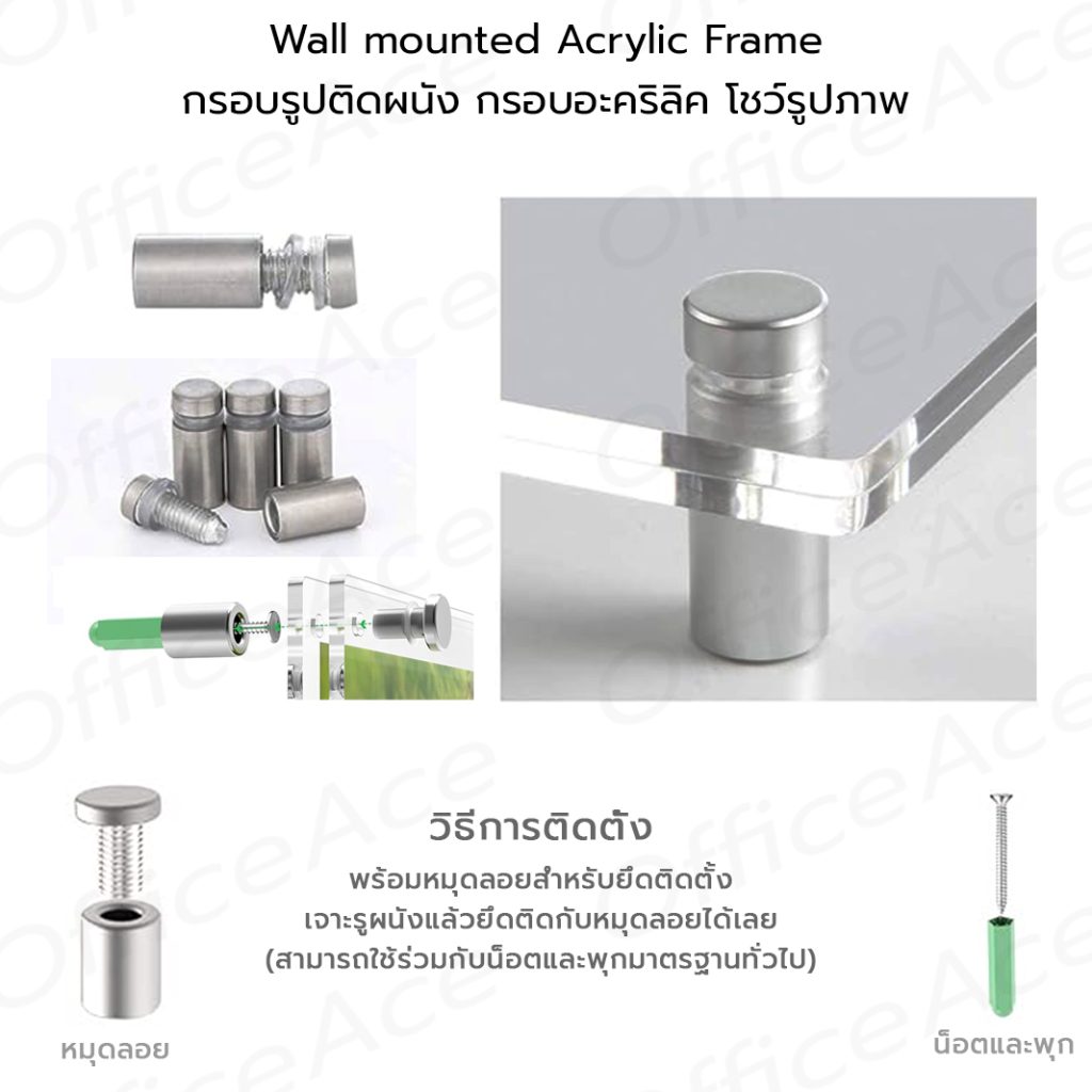 Wall mounted Acrylic Frame กรอบรูปติดผนัง กรอบอะคริลิค โชว์รูปภาพ ใบ ...