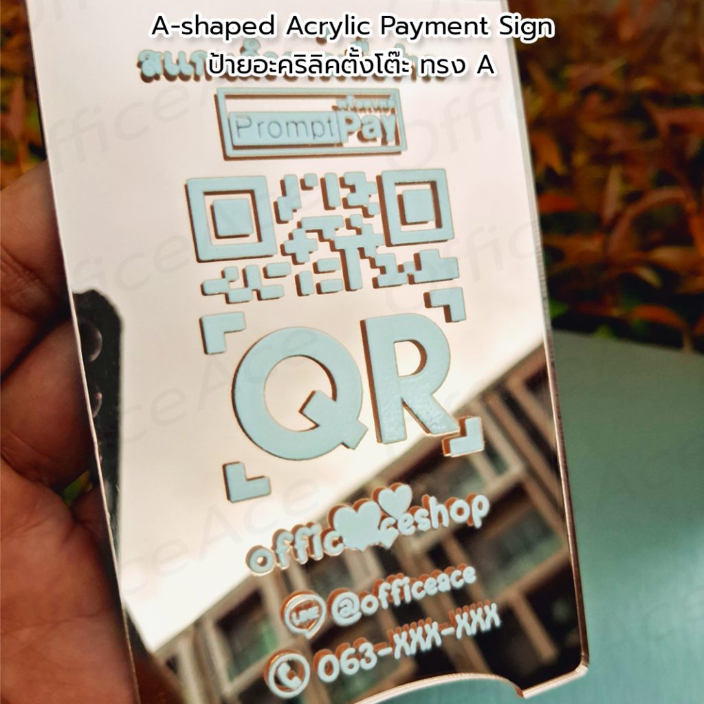 A-shaped Acrylic Payment Sign ป้ายสแกน QR ป้ายคิวอาร์ ป้ายเพย์เม้นท์ ...