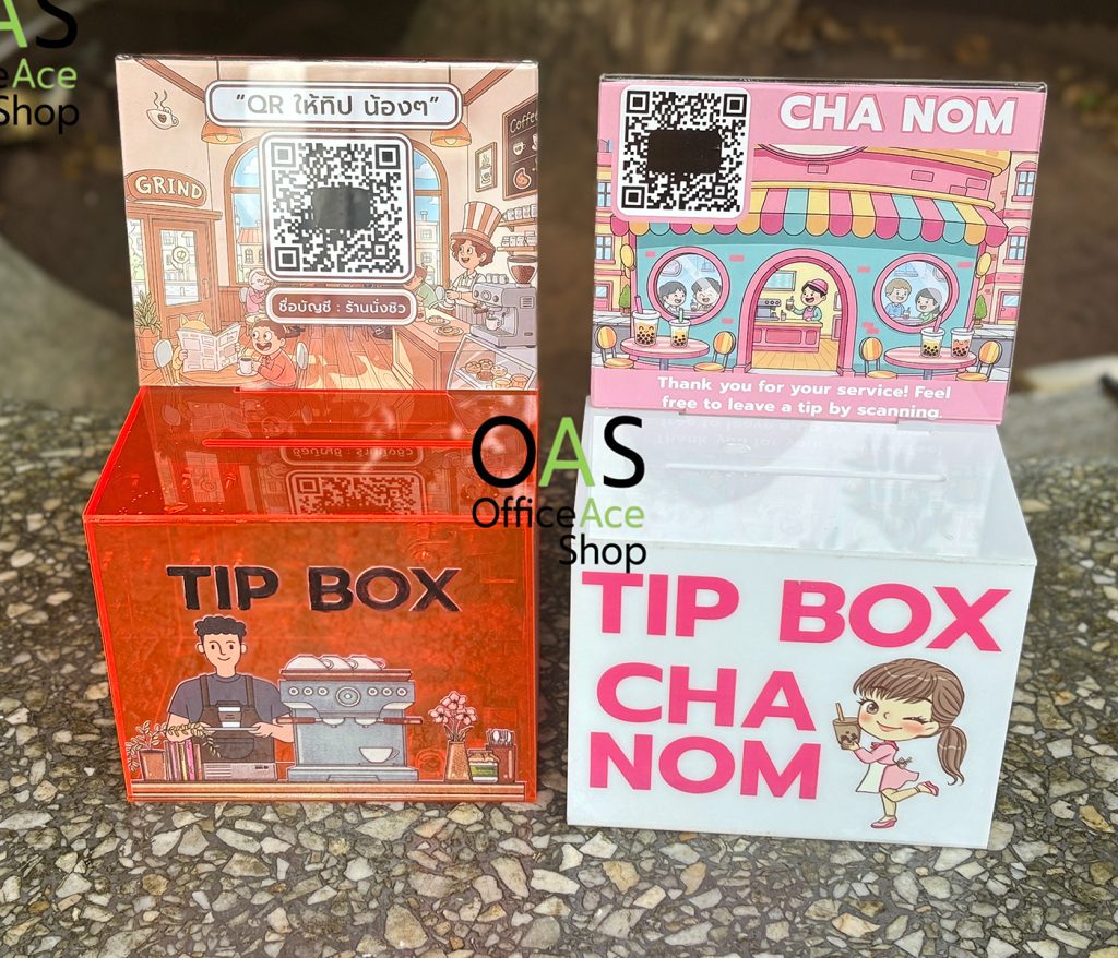 Tip Box Acrylic with Photo Holder on Top, UV Printing กล่องTip box อะคร ...