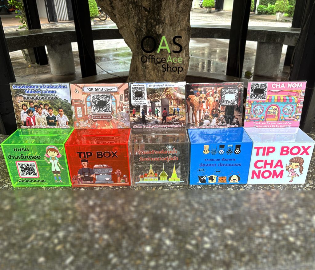 Tip Box Acrylic with Photo Holder on Top, UV Printing กล่องTip box อะคร ...